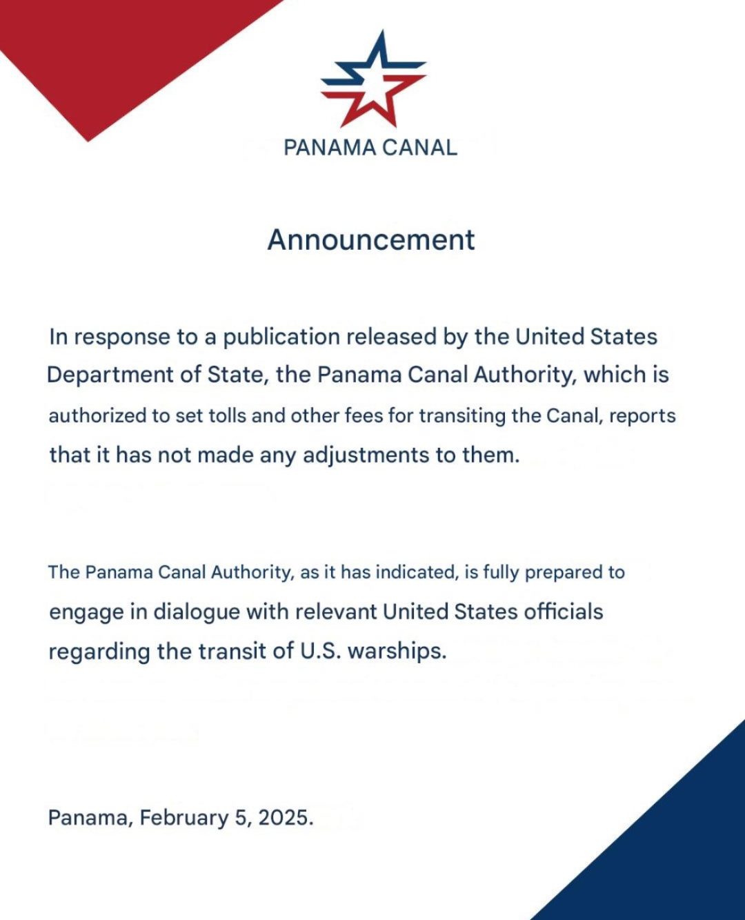 Panama Canal Authority Disputes U.S. Claim of Fee Waivers for ...